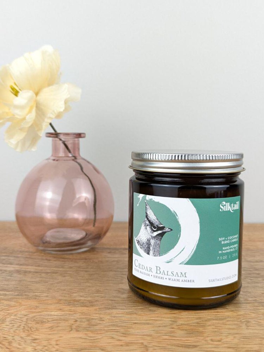 Cedar Balsam - All-natural Soy + Coconut Wax Blend Scented Candle (pine ...