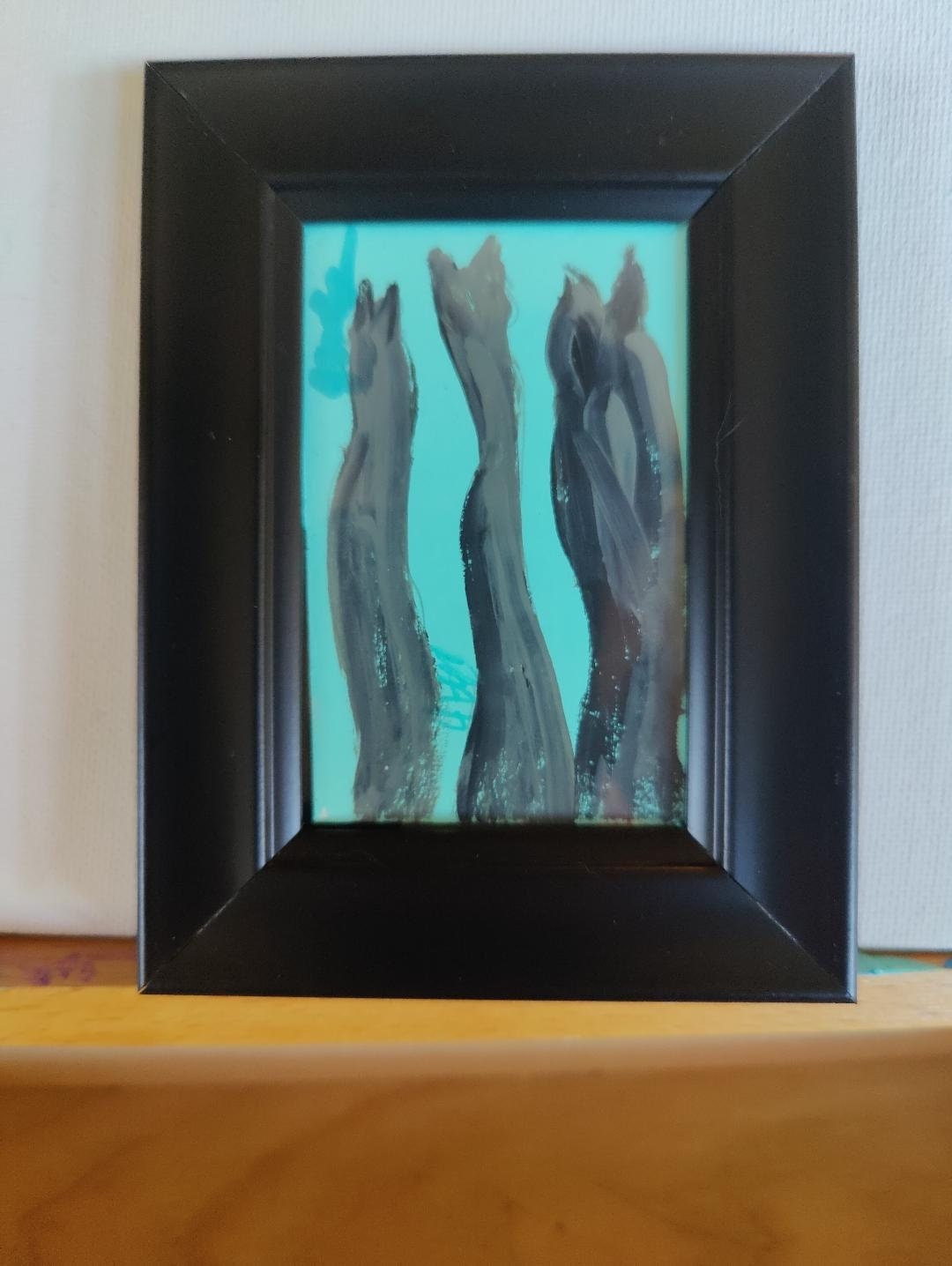 Cat Original Painting Art, Abstract Cat Art Print, 3 Black Cat ...