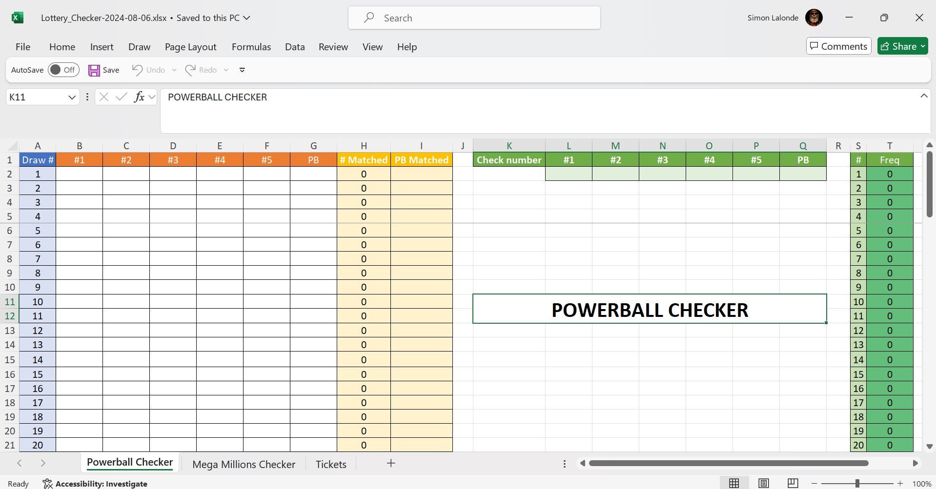 Powerball & Mega Millions Lottery Number Checker (excel Tool) - Etsy