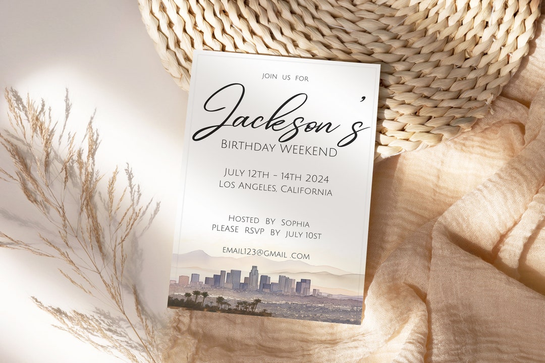 Los Angeles Invitation, Los Angeles Bachelorette Invite, California ...