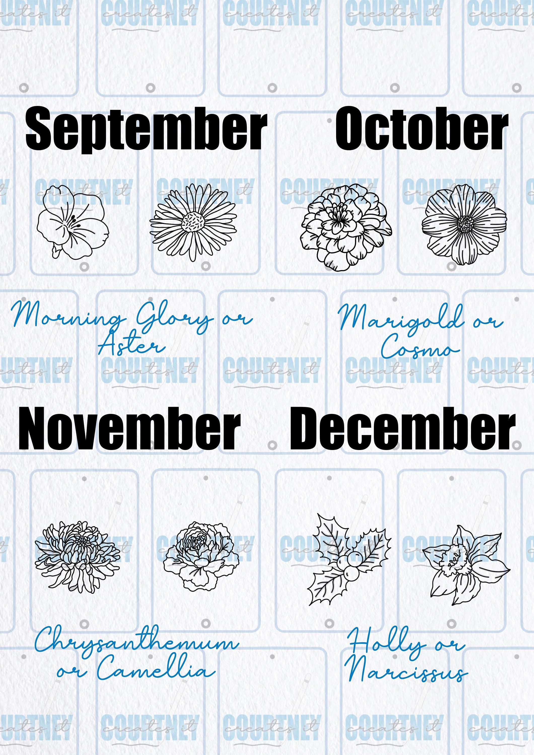 Birth Flower Tattoo Flat Lay - Etsy