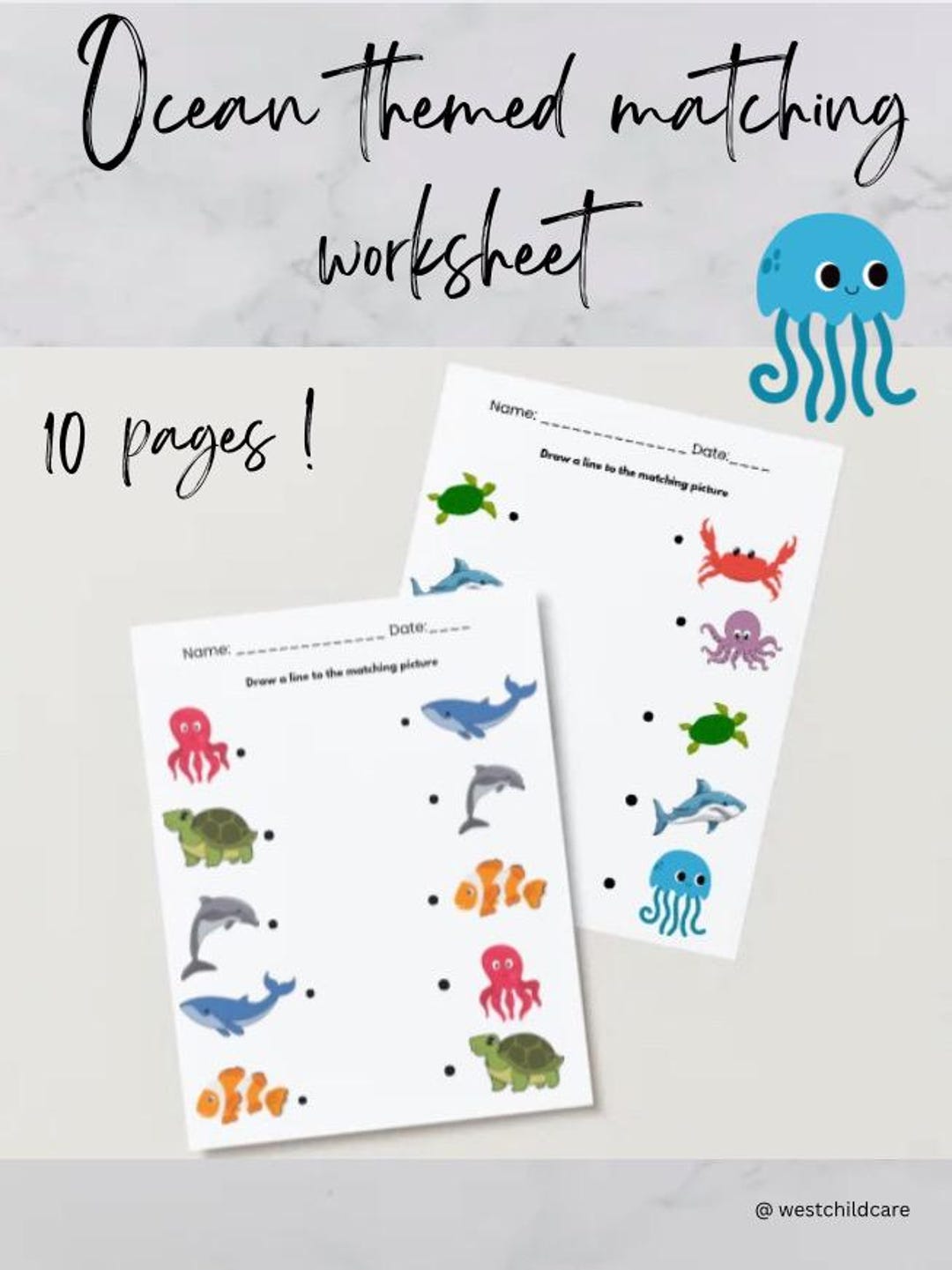 Matching Worksheet / Ocean Themed Matching Worksheets for Kids ...
