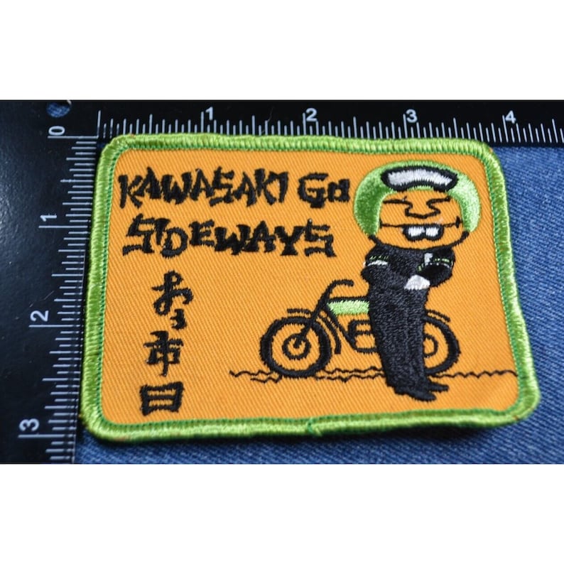 Original 70s NOS Vintage Kawasaki Go Sideways 4" Patch Motorcycle Dirt ...