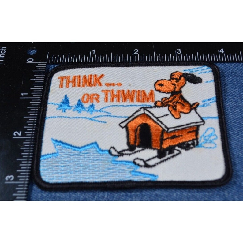 Original 70s Vintage Peanuts SNOOPY THINK or THWIM 4" Patch Charlie ...