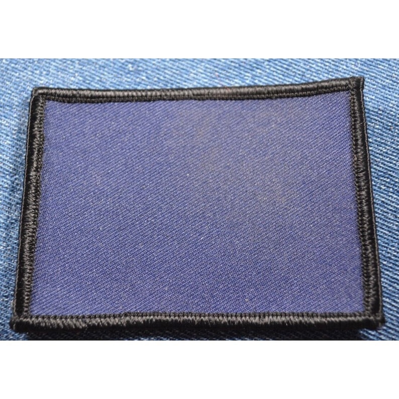 NOS 70s Original Vintage Blank Rectangle 3.5" Patch - Black Blue Sew On ...