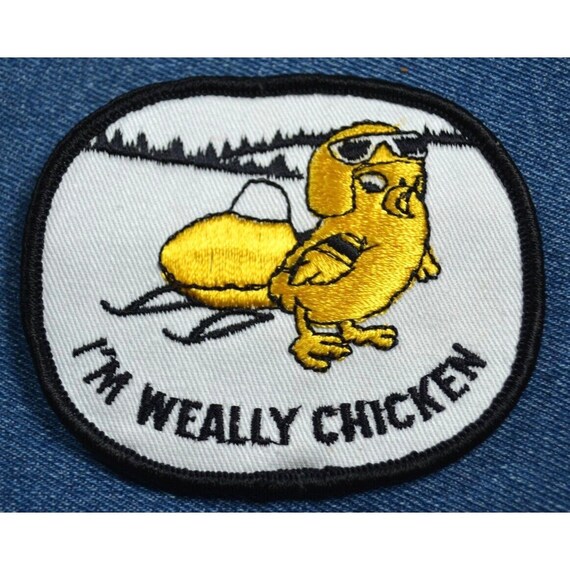 Original NOS 70s Vintage I'M WEALLY CHICKEN 4" Patch … - Gem