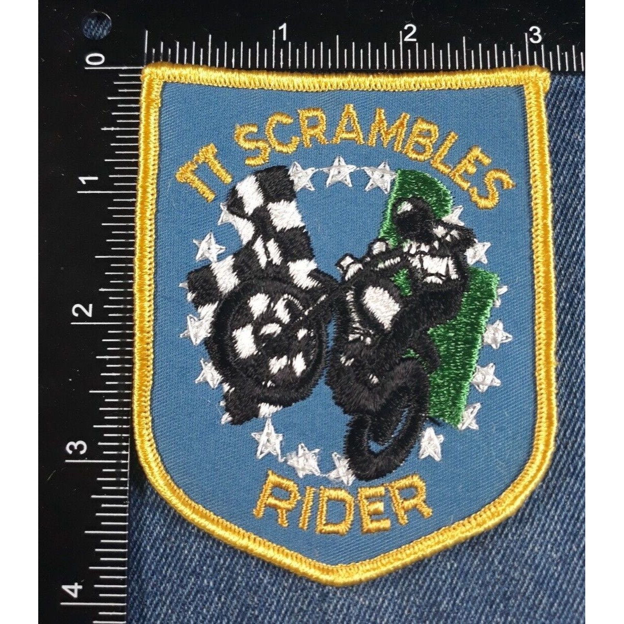 NOS 70s Vintage TT Scrambles Rider Patch Motorcycle Hog Dirt Trail Bike ...