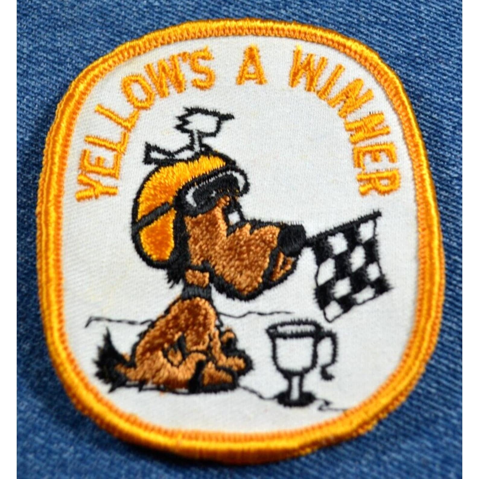 Original NOS 70s Vintage Yellow's A Winner 3" Patch Hat Jacket Shirt ...