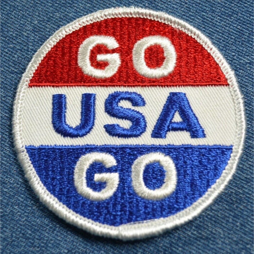 Original 70s Vintage GO USA GO 3" Patch America Patriotic Flag Military ...