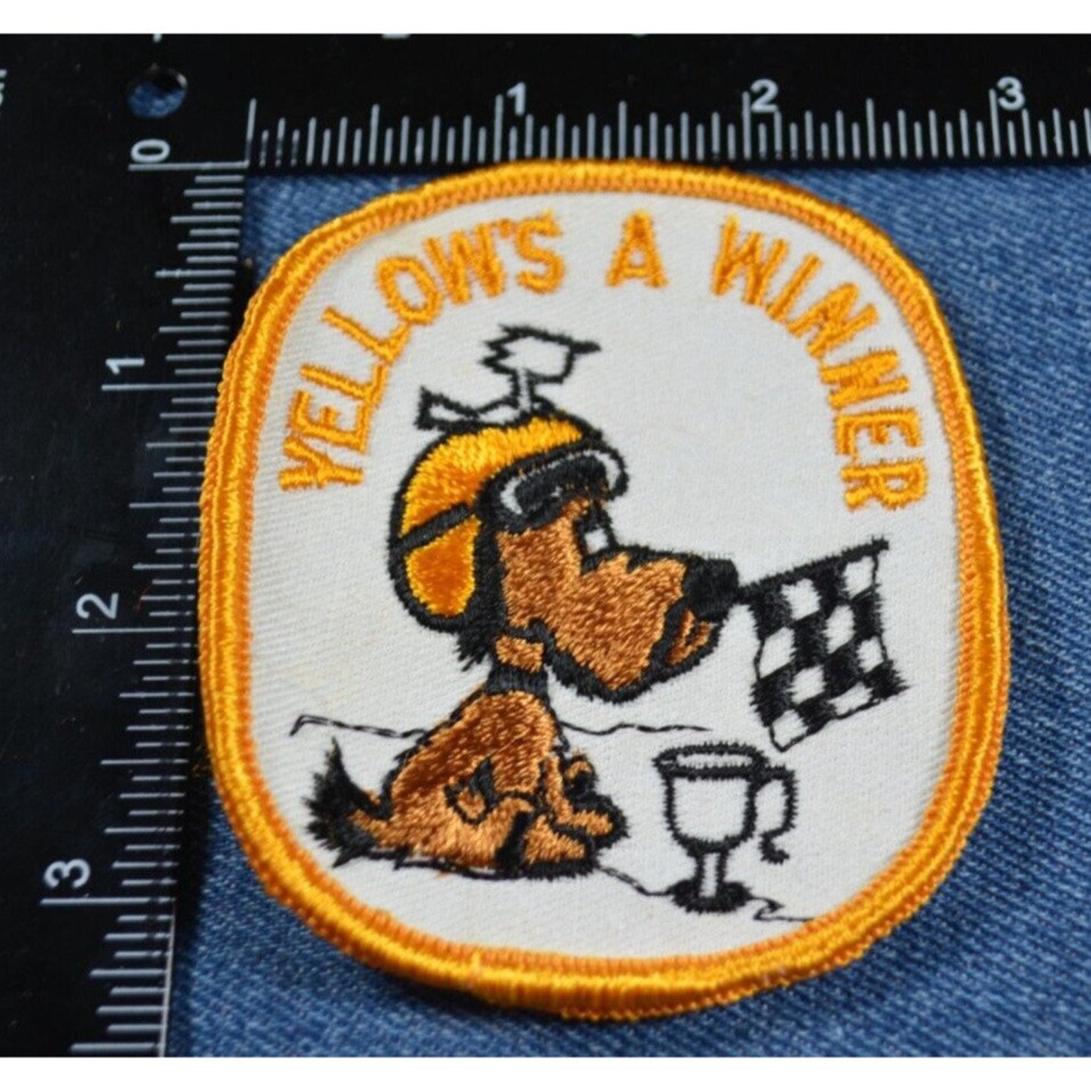Original NOS 70s Vintage Yellow's A Winner 3" Patch Hat Jacket Shirt ...