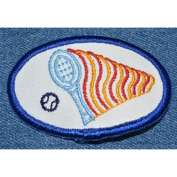 Original Vintage 70s TENNIS 3" Patch Sports Racket US… - Gem