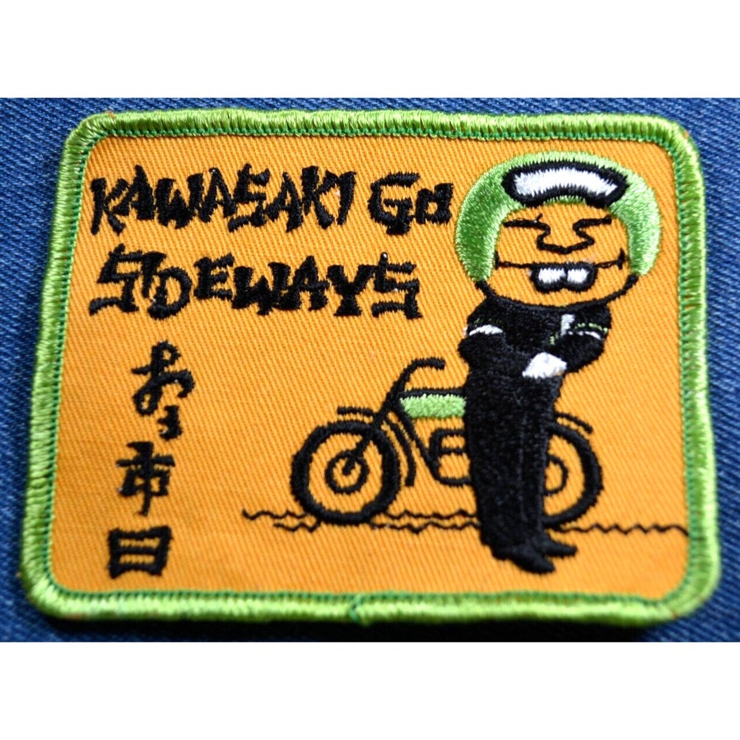 Original 70s NOS Vintage Kawasaki Go Sideways 4" Patch Motorcycle Dirt ...