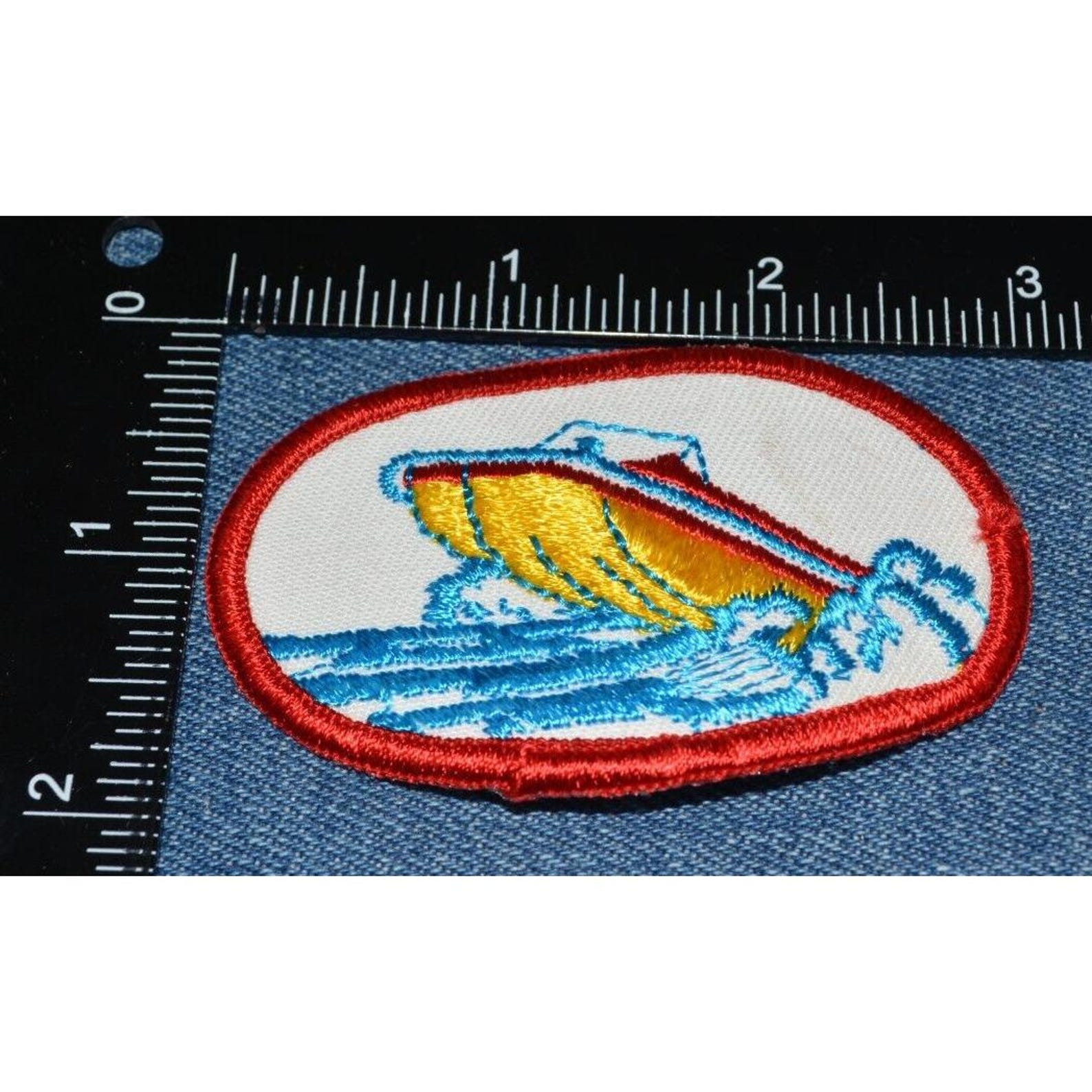 Original Vintage 70s Boat 3" Patch Motorboat Ocean Lake Beach Fishing ...