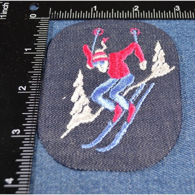 Original NOS 70s Vintage Ski 3.5" Denim Patch Jeans Slopes Winter Aspen ...