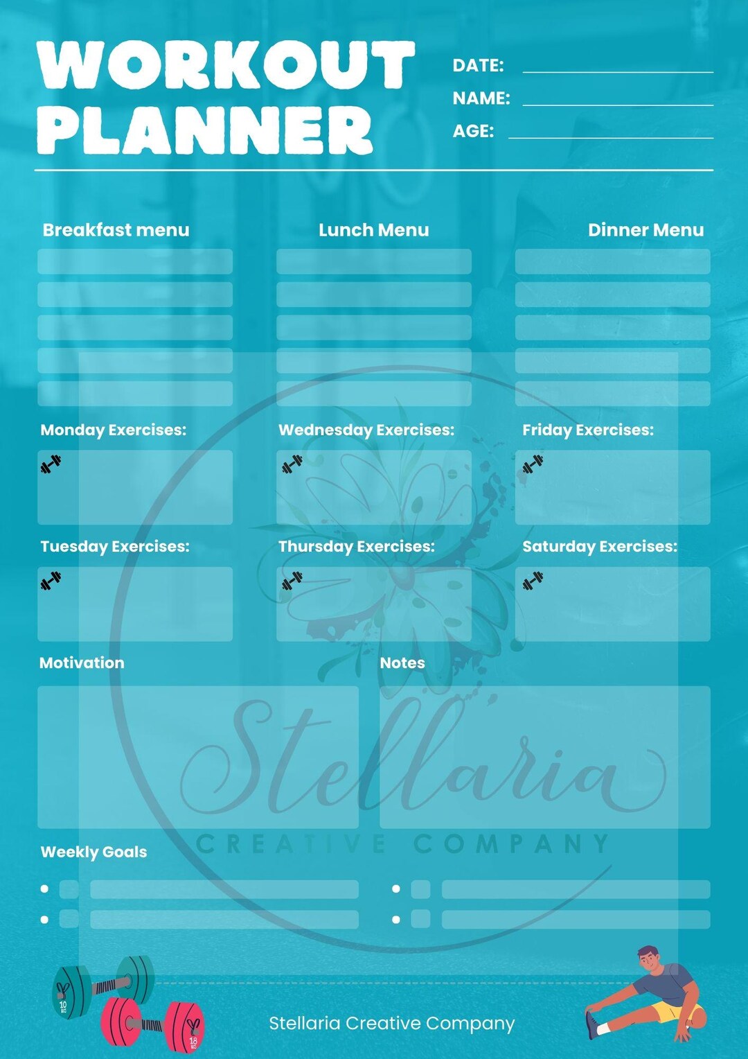 All-in-one Fitness Organizer: 2025 Calendar, Workout Tracker, Product ...