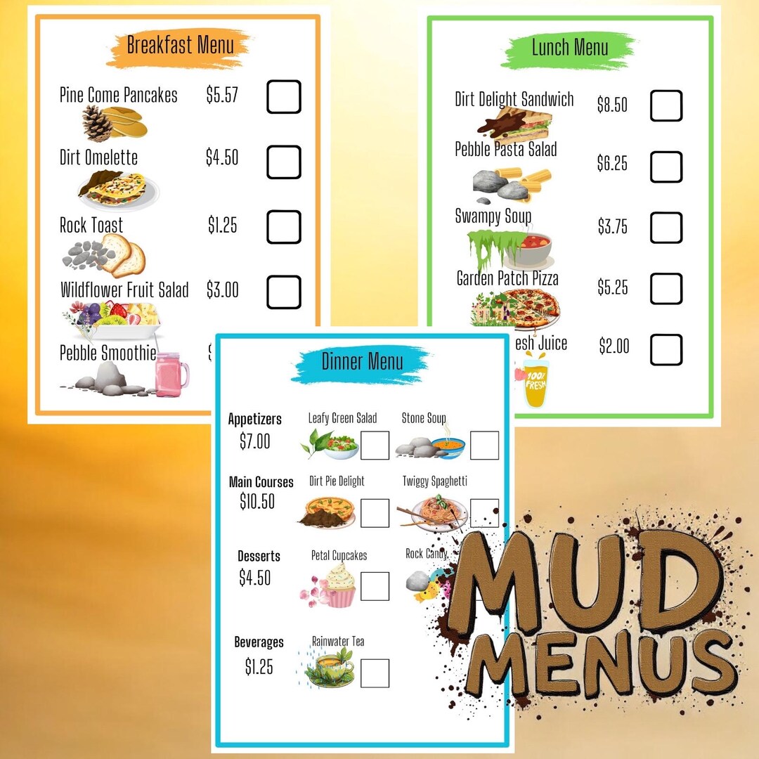 Printable Pretend Play Restaurant Menus, Kids Activities, Classroom Dramatic Play Center ...