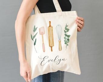 Let's Dough This Tote Bag Cooking Utensils Tote Baking Utensils Tote ...