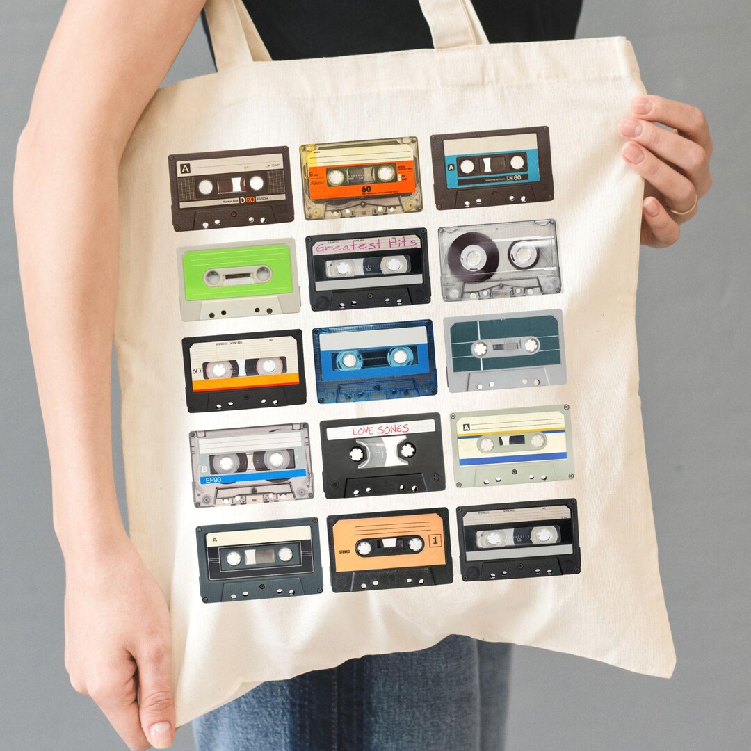 Vintage Cassette Tape Tote Bag, Retro 70s 80s 90s Music Canvas Tote ...