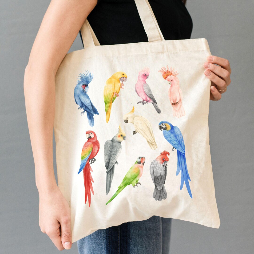 Parrot Tote Bag, Parrot Mom Dad Canvas Tote, Parrot Owner Birthday Gift ...