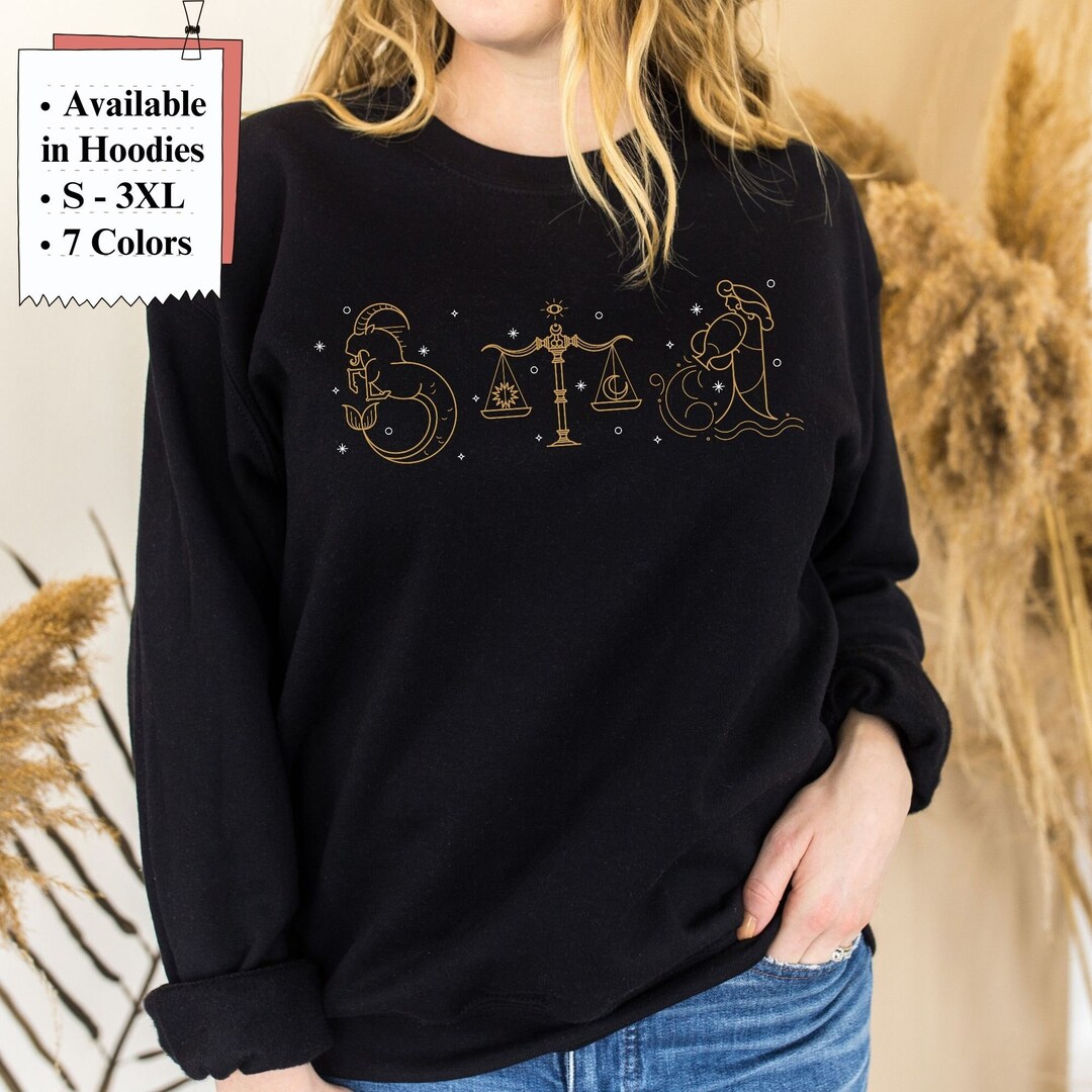 Personalized Sun Moon and Rising Zodiac Sign Sweatshirt, Custom Big ...