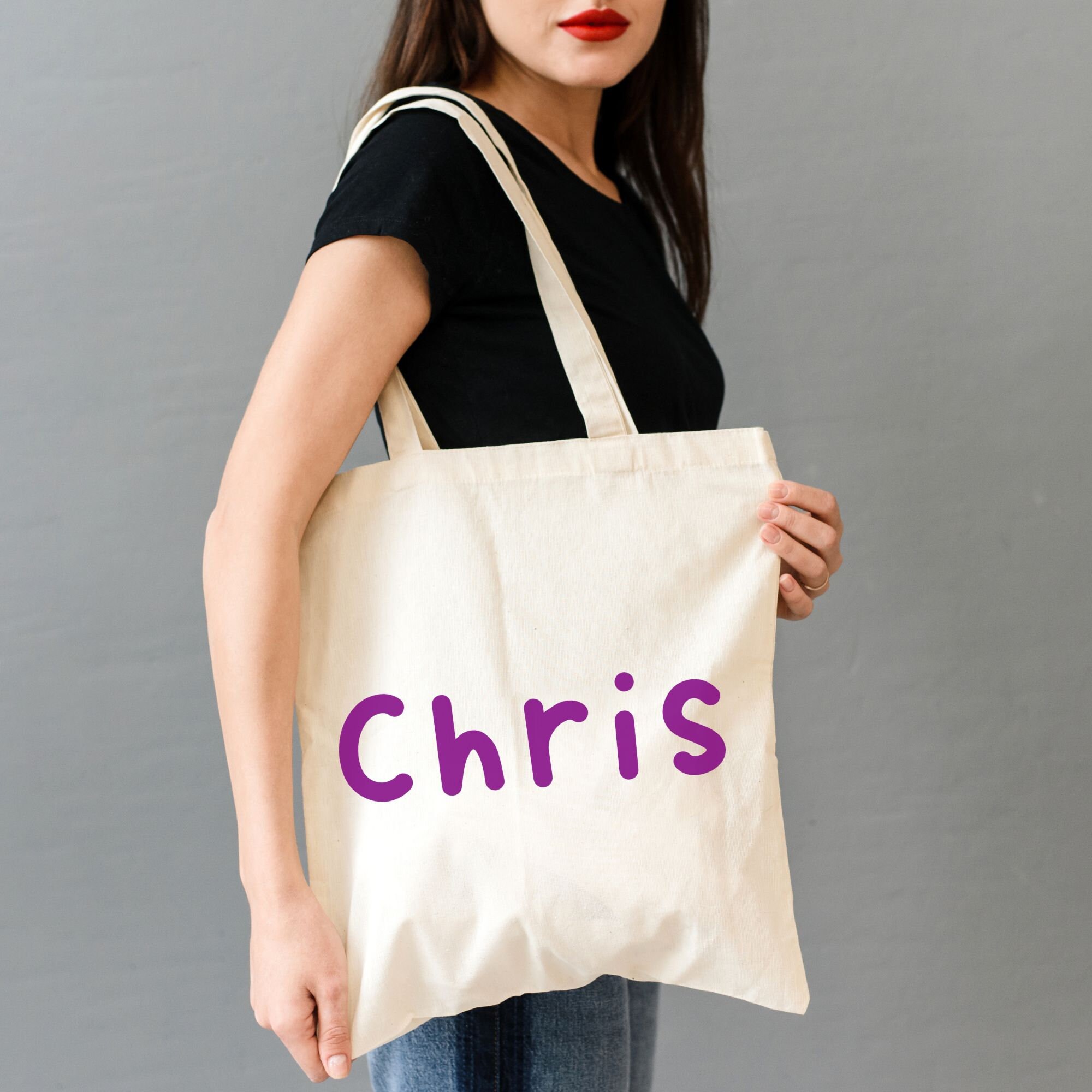 Personalized Kids Name Tote Bag, Custom Name Canvas Tote, Retro Girl ...