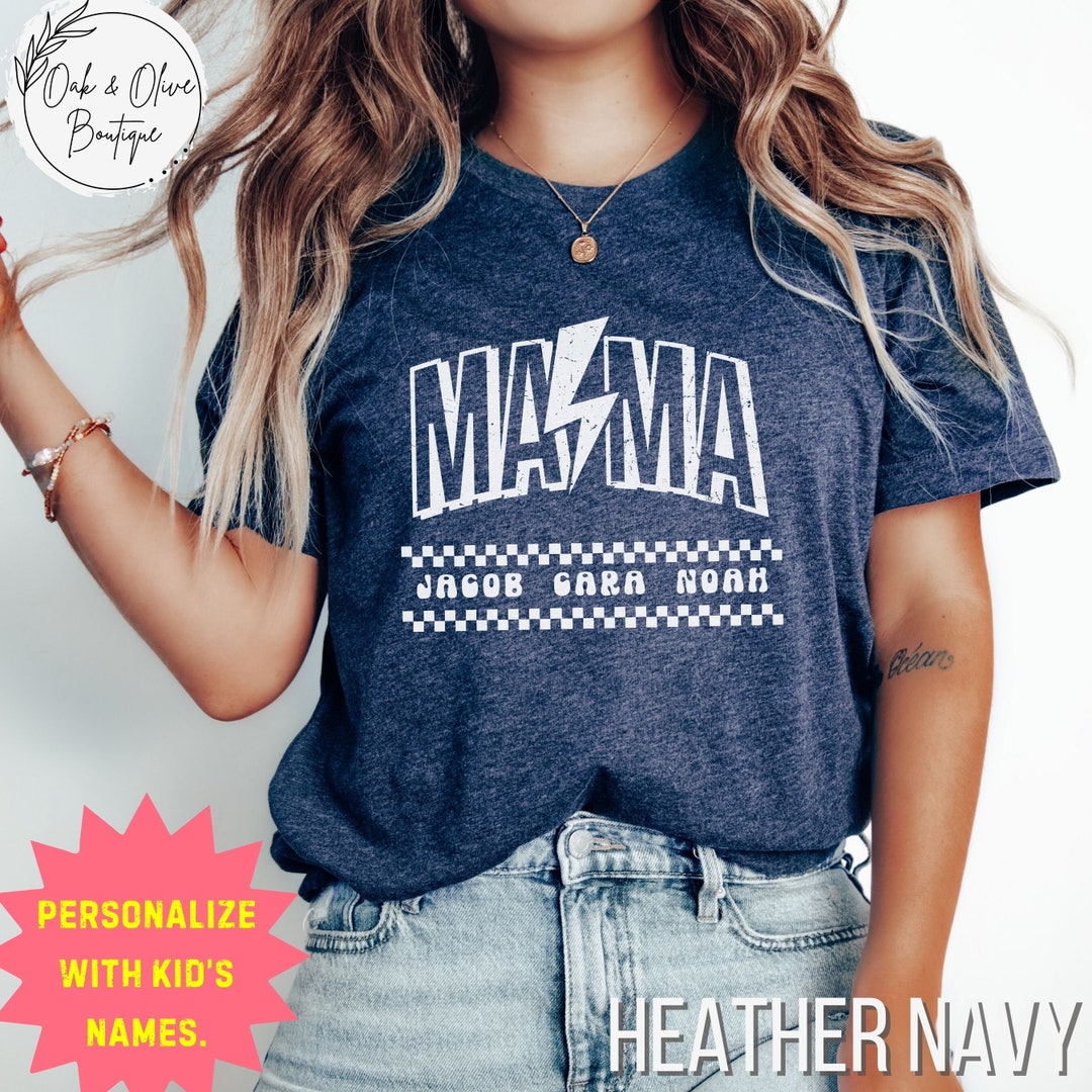 Personalized Retro Mama Life Soft Style T-shirt, Trendy Mom of Teens ...
