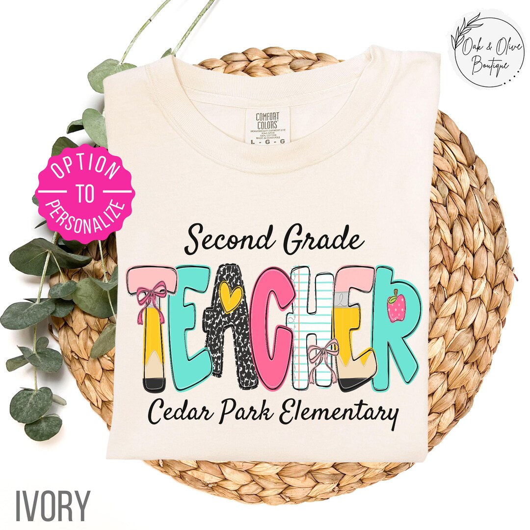 Custom Back to School Second Grade Teacher Shirt, Comfort Colors® 2nd ...