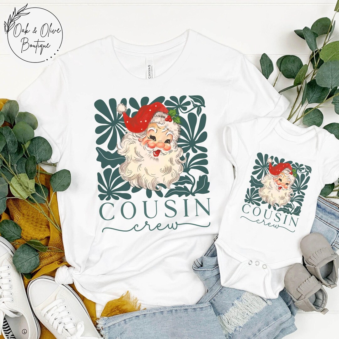 Matching Christmas Retro Santa Cousin Crew Shirt, Happy Holiday Floral ...