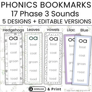 Phonics Bookmarks and Editable Templates Customize With Phonics or ...