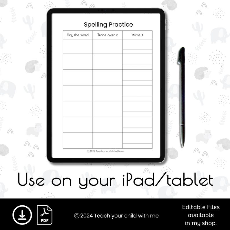 EDITABLE SPELLING WORKSHEET, Personalize and Enter Your Words to Trace ...