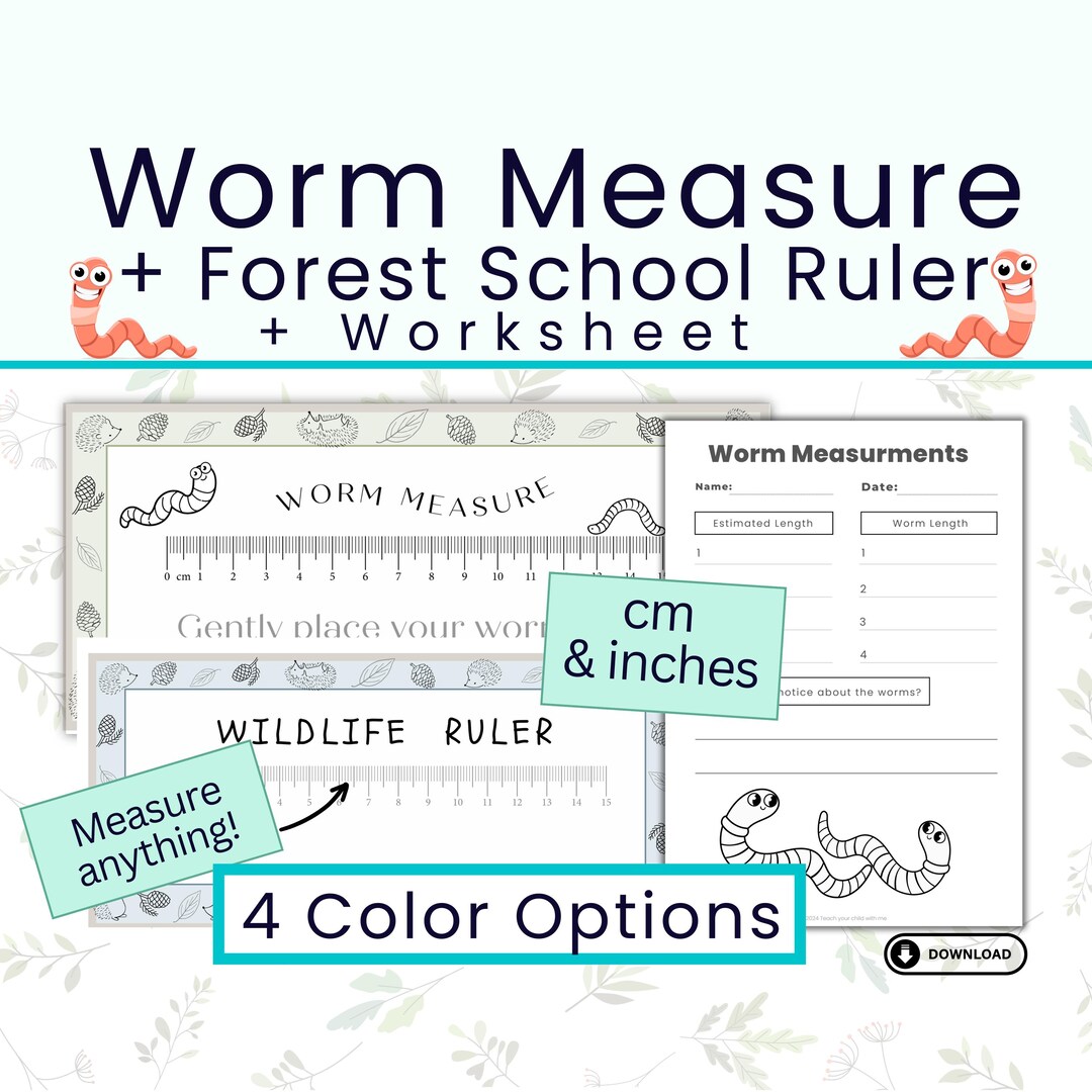 Forest School Worm Measure + Wildlife Ruler + Learning Worksheet ...
