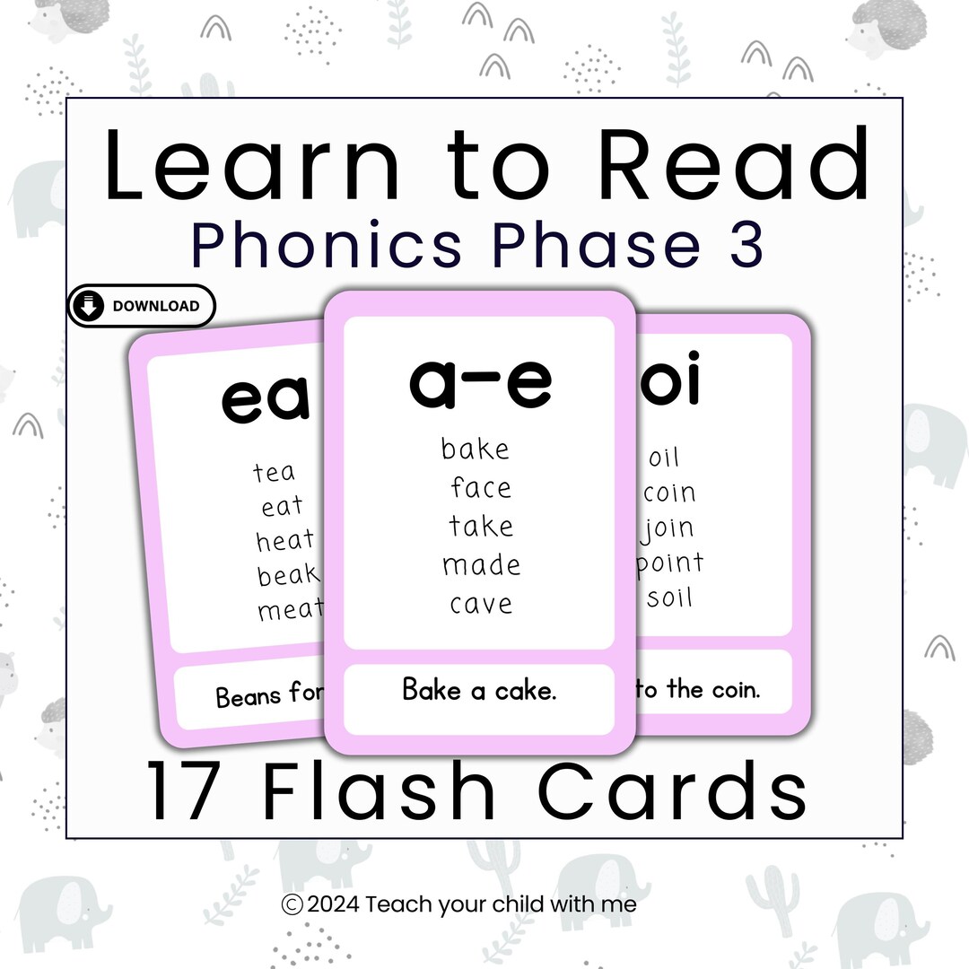 PHASE 3 PHONICS FLASHCARDS, Designed to Help Your Child Learn Phonic ...
