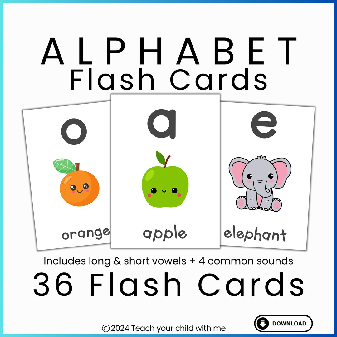 Teach Your Child to Read! Kawaii Alphabet Flashcards With Cute Designs ...