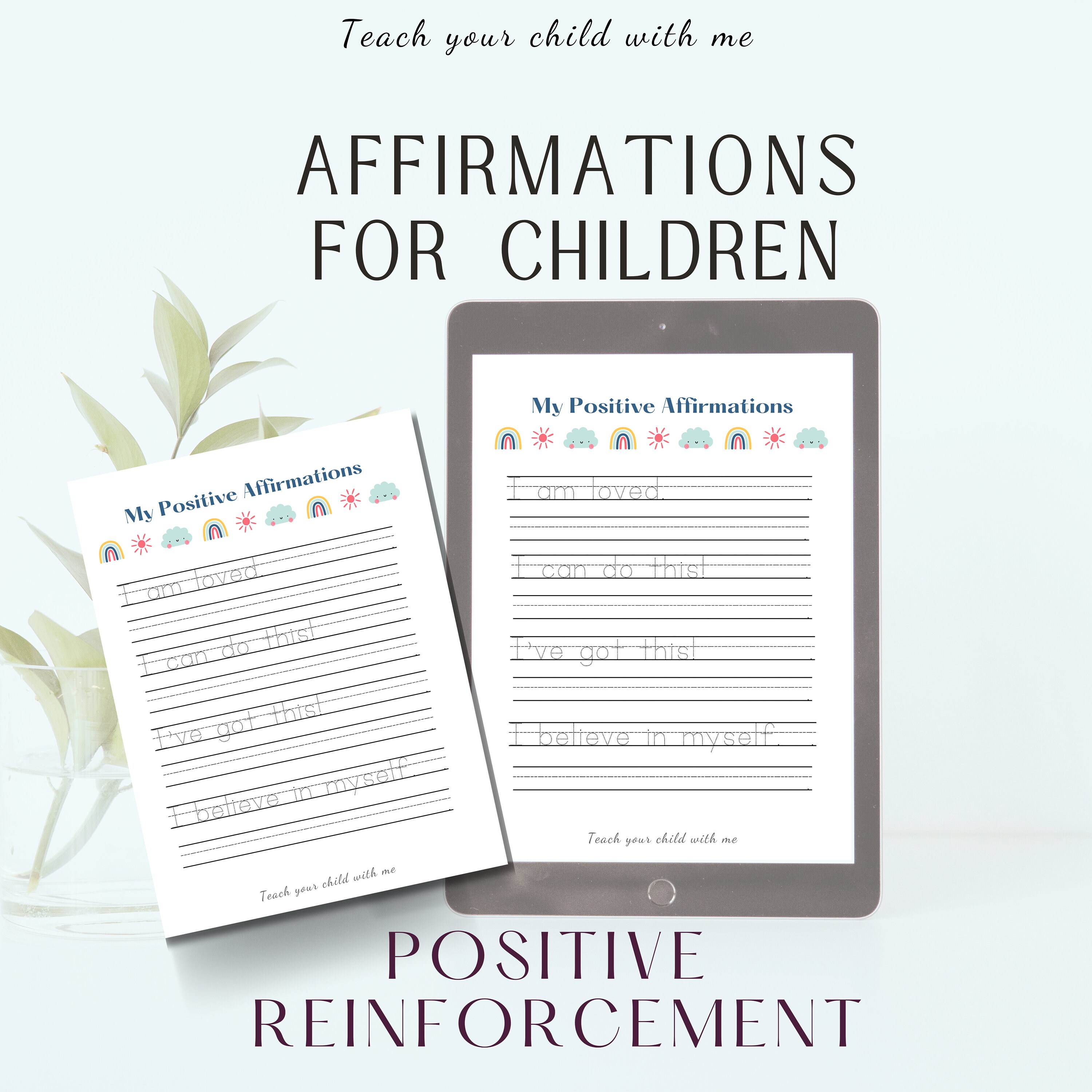 POSITIVE AFFIRMATION Handwriting Practice, Reinforce Self Empowerment ...