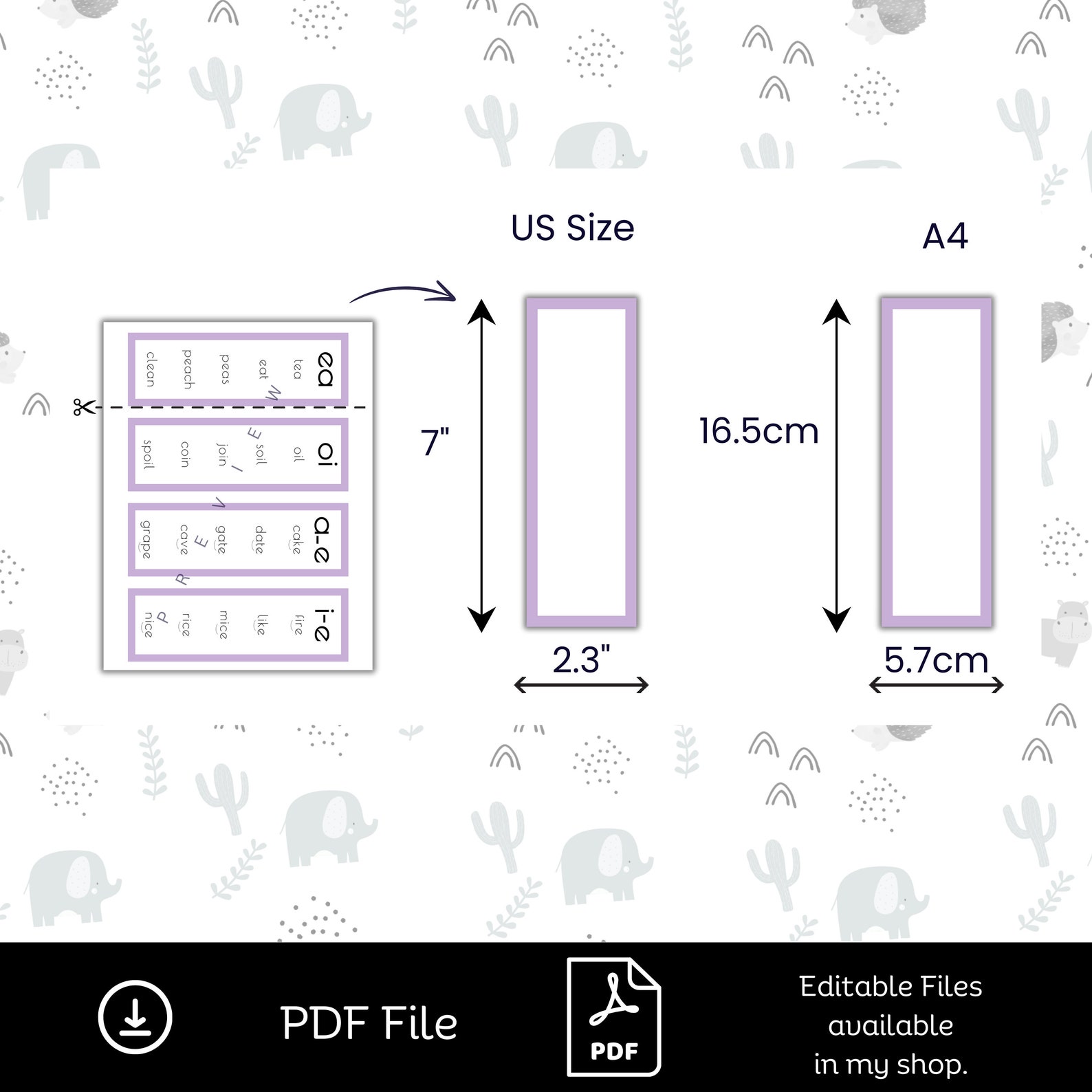 Phonics Bookmarks and Editable Templates Customize With Phonics or ...