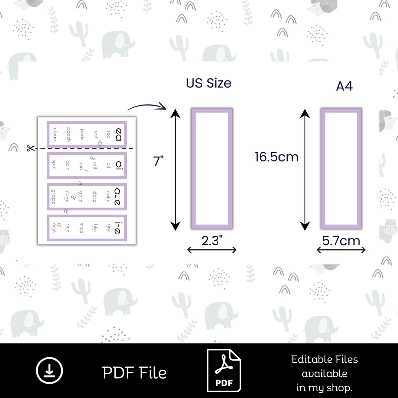 Phonics Bookmarks and Editable Templates Customize With Phonics or ...