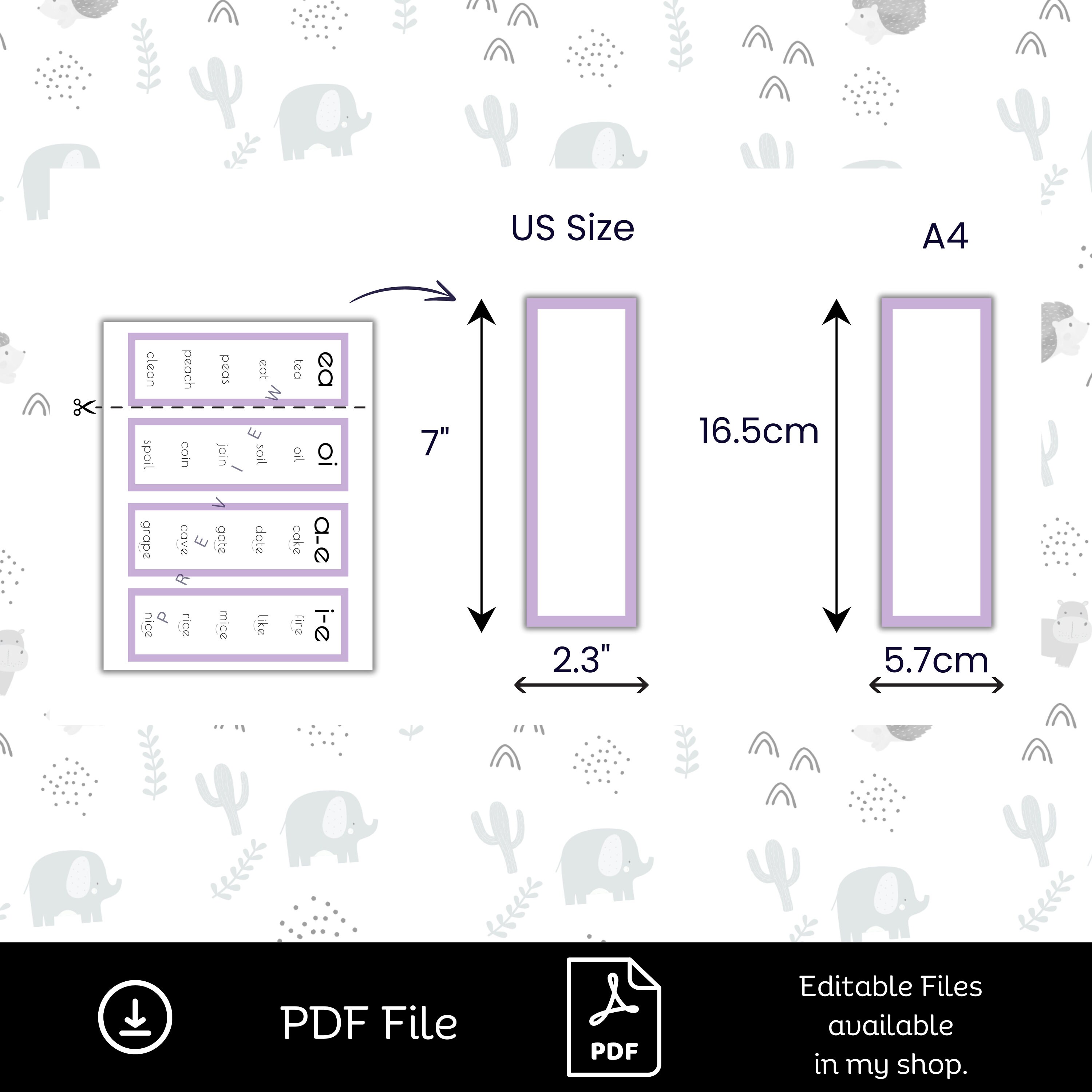 Phonics Bookmarks and Editable Templates Customize With Phonics or ...
