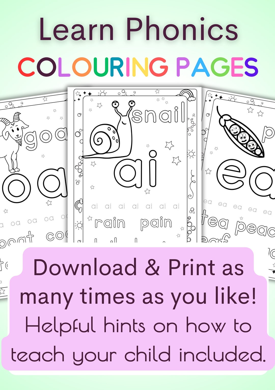 Phonics Colouring Sounds Set 3 Learn To Read Phonics Etsy