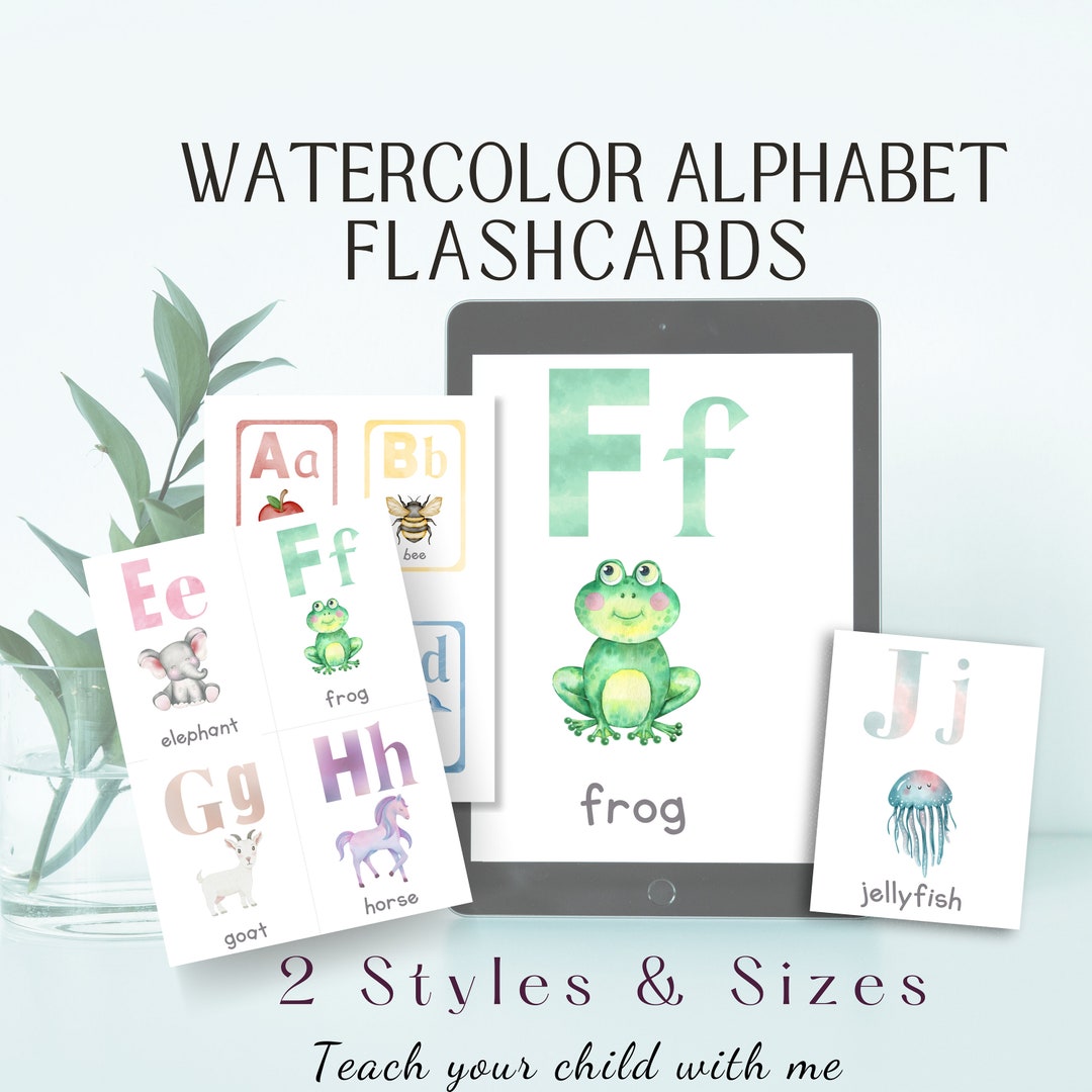 WATERCOLOR ALPHABET FLASHCARDS Perfect to Help Your Child - Etsy