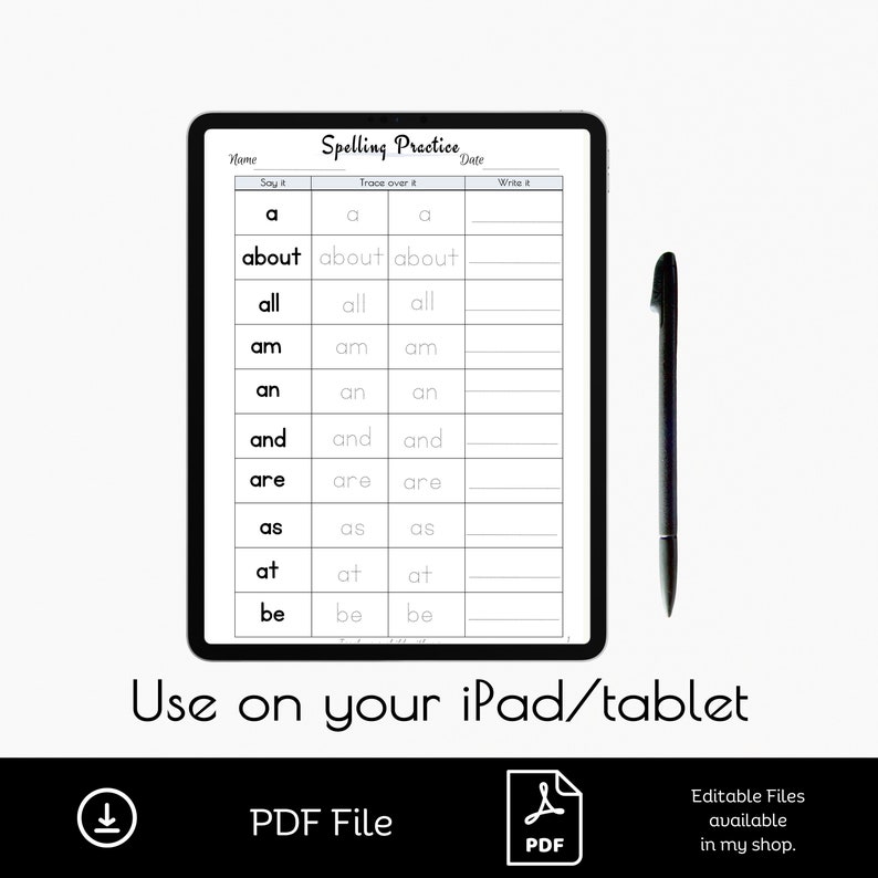 1st GRADE SPELLING WORKSHEETS, Practice Spellings With These Trace-over ...