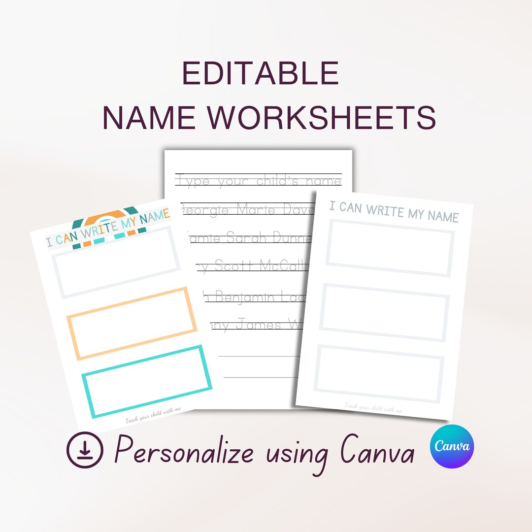 PERSONALIZE NAME PRACTICE Editable Worksheets, Perfect to Help Your ...