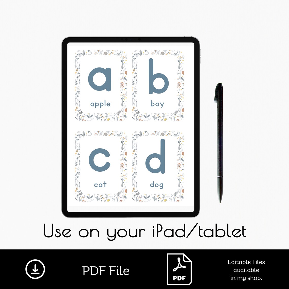 ALPHABET FLASHCARDS Boho Wildflower Style, First Phonics Sounds ...