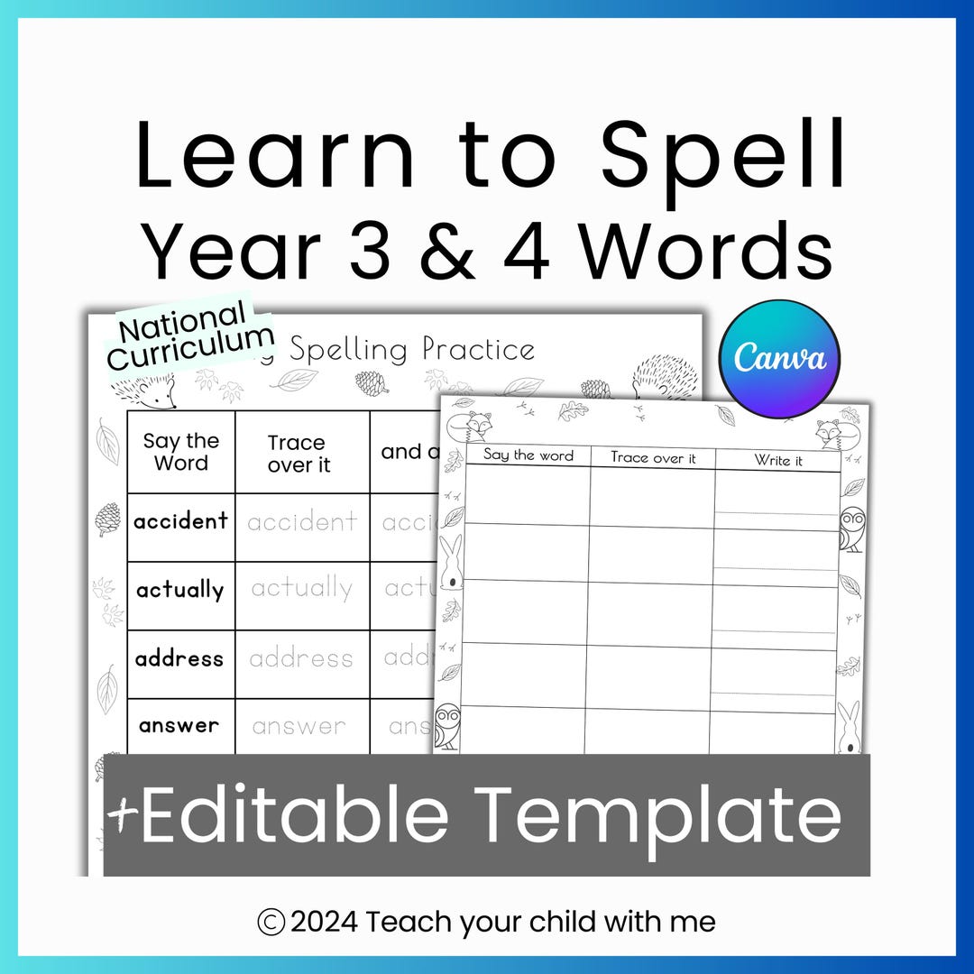 Spelling Worksheets, Plus EDITABLE Template, National Curriculum, High ...