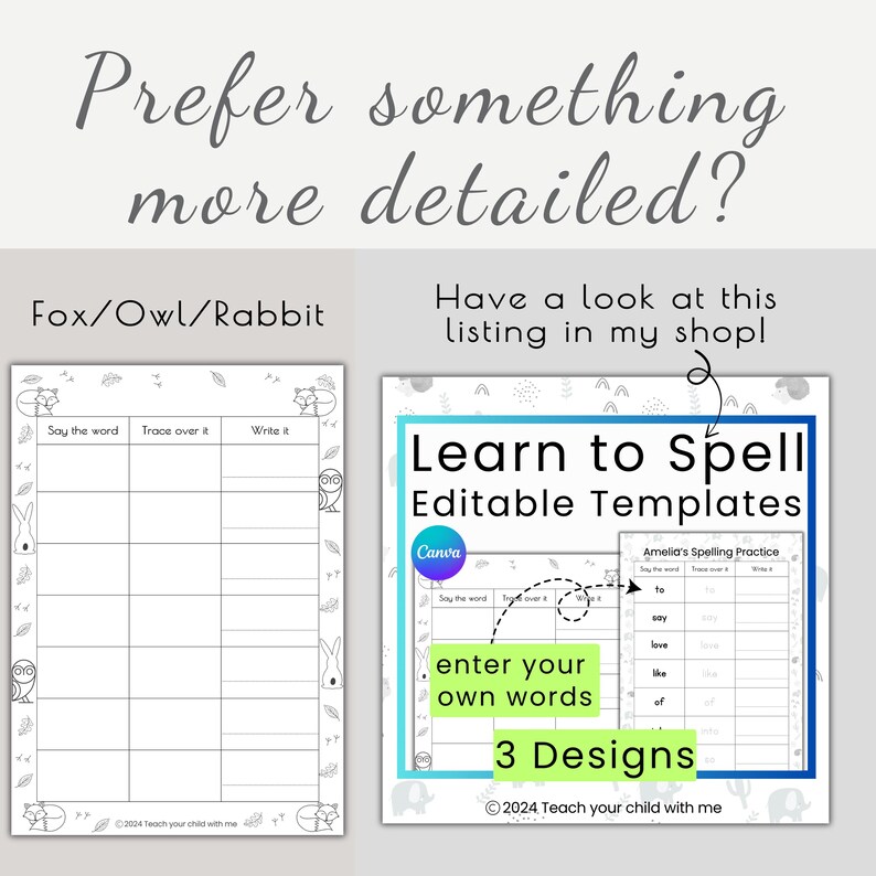 EDITABLE SPELLING WORKSHEET, Personalize and Enter Your Words to Trace ...