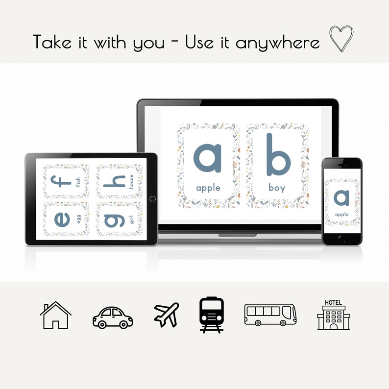 ALPHABET FLASHCARDS Boho Wildflower Style, First Phonics Sounds ...