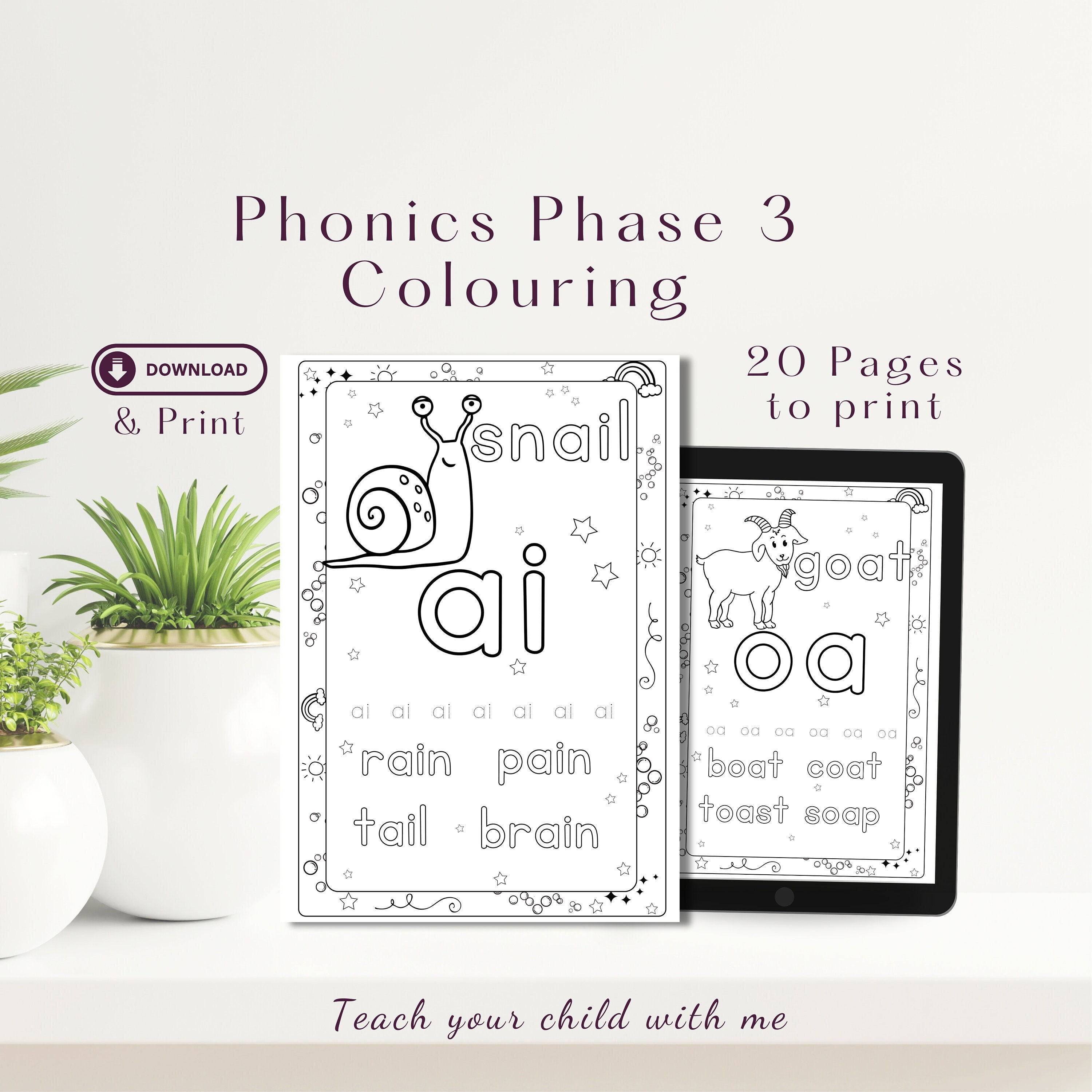 Phonics Phase 3 Colouring, Making Learning to Read Fun Perfect to Boost ...