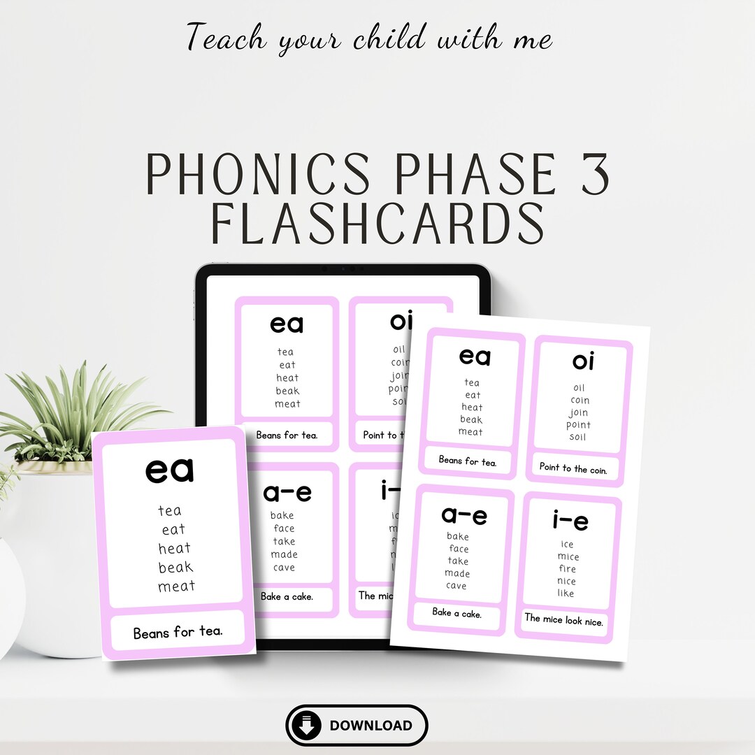 PHASE 3 PHONICS FLASHCARDS, Designed to Help Your Child Learn Phonic ...