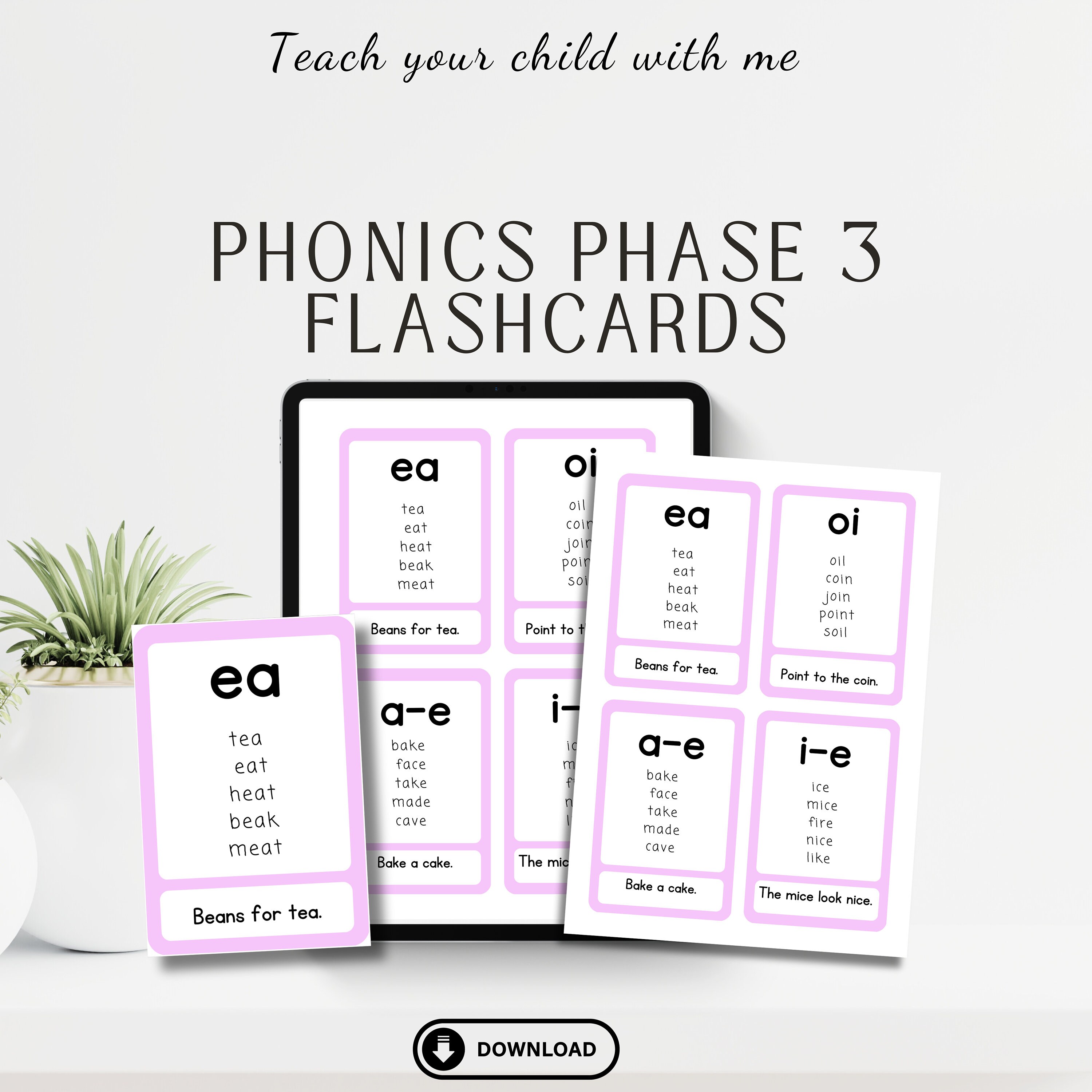 PHASE 3 PHONICS FLASHCARDS, Designed to Help Your Child Learn Phonic ...