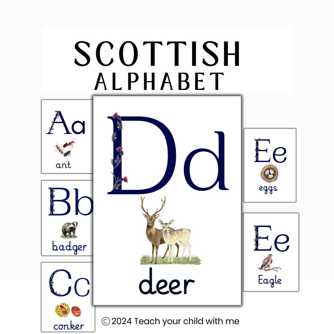 Scottish Nature Alphabet Flashcards in Watercolour Designs. Help Your ...