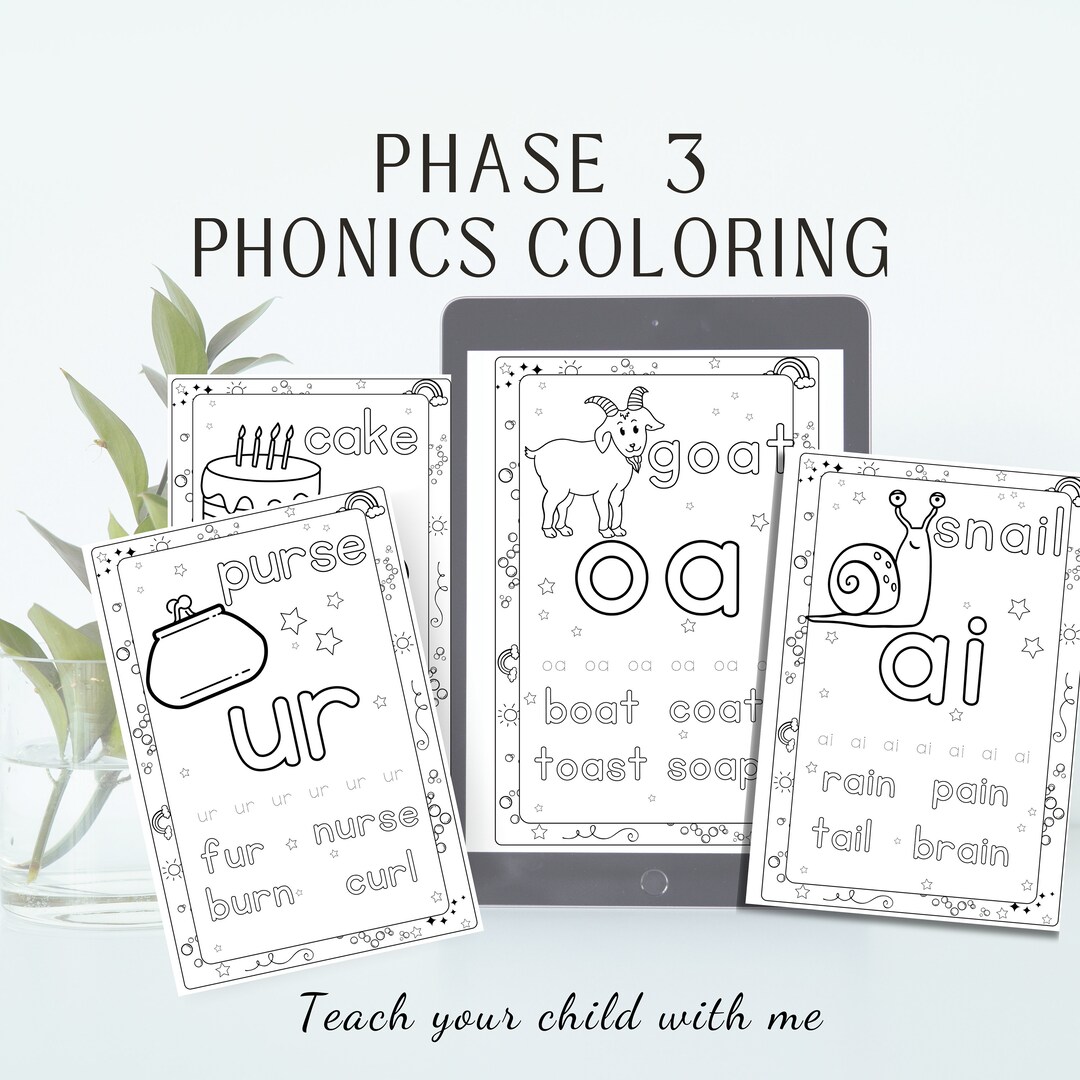 PHONICS PHASE 3 COLORING Making Learning to Read Fun Perfect - Etsy